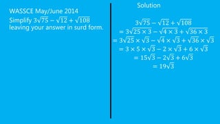 Surds revision card | PPTX