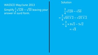 Surds revision card | PPTX