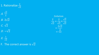 Surds revision card | PPTX