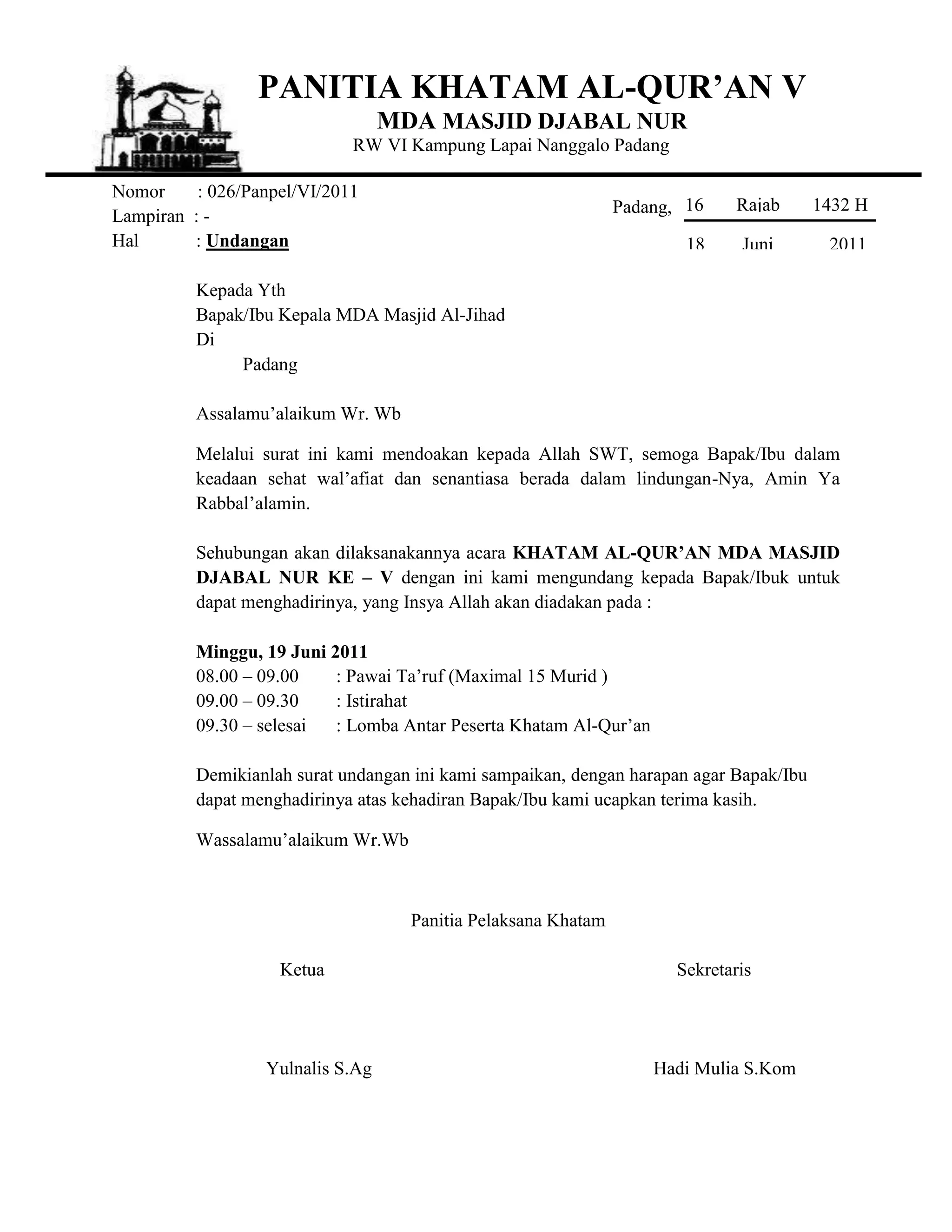Surek untuk imaduddin | DOC