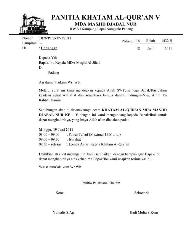 Surek untuk imaduddin | DOC