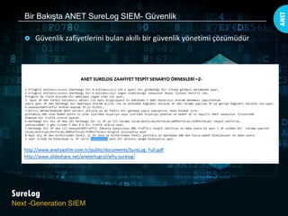 SureLog SIEM Compliancy Korelasyon Log Yonetimi Tehdit istihbarati Threat Intelligence | PPT