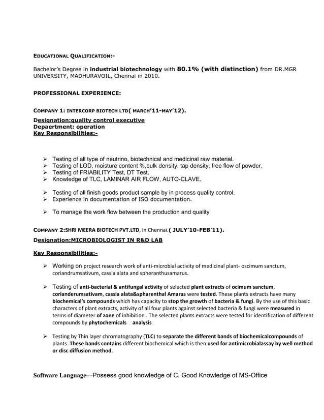 Surendra resume of quality control and microbiologist in r&d lab1 | DOCX
