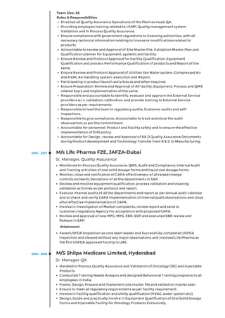 Head, Quality Assurance with about 21 years experience in Manufacturing ...