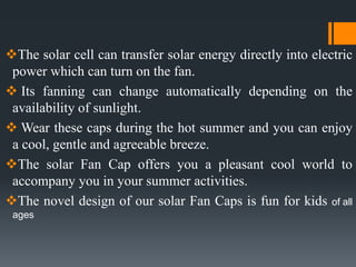 solar based cool cap ppt | PPTX