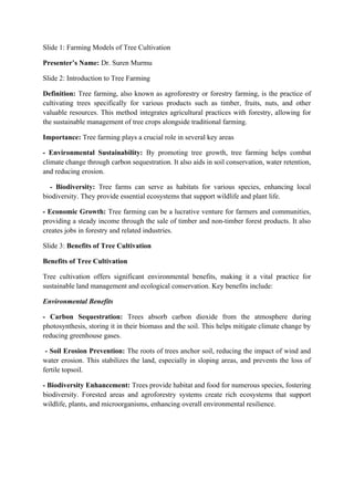 Farming Models of Tree Cultivation of cafri jhansi | DOCX