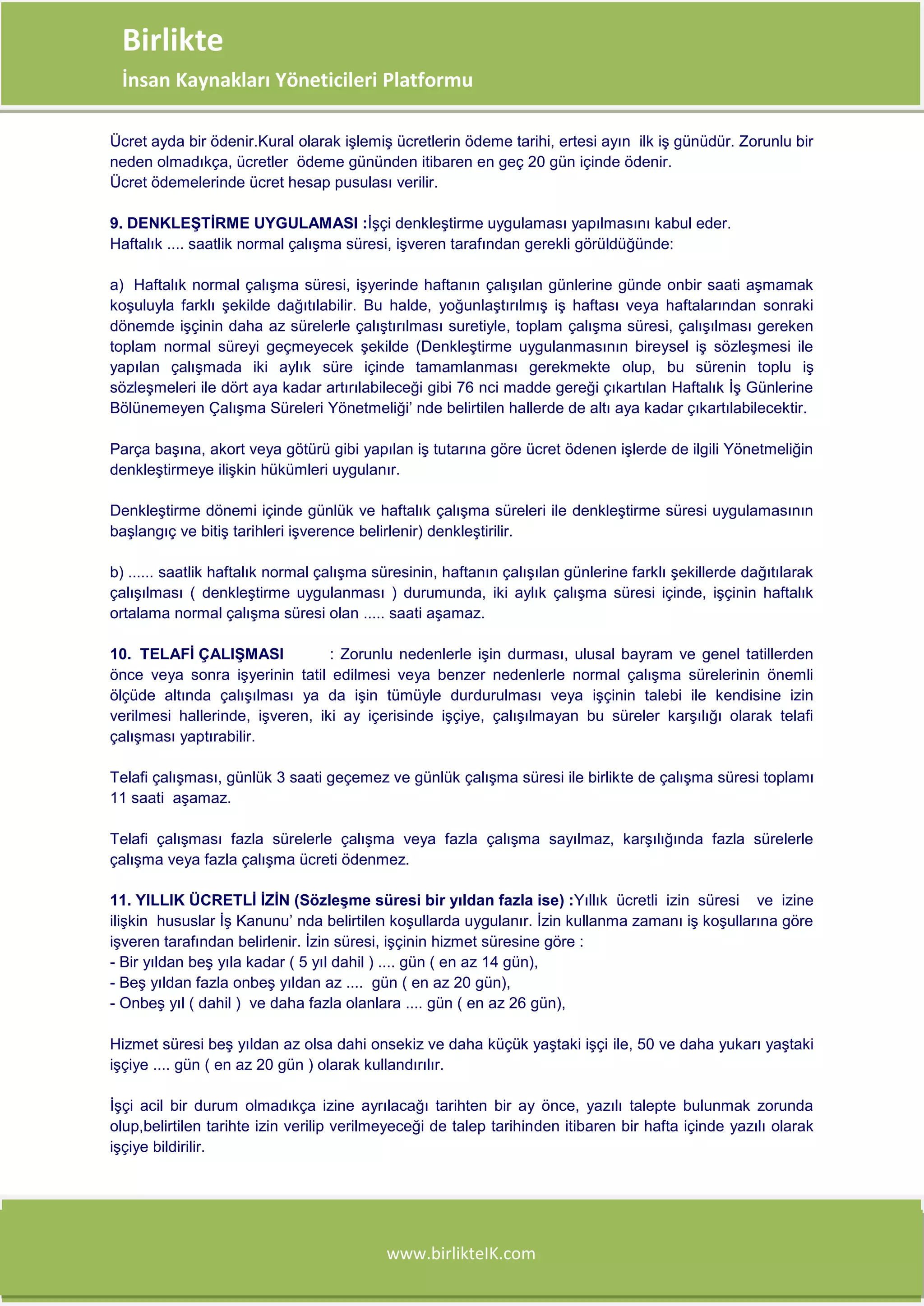 Suresi belirsiz kismi sureli is sozlesmesi ornegi | PDF