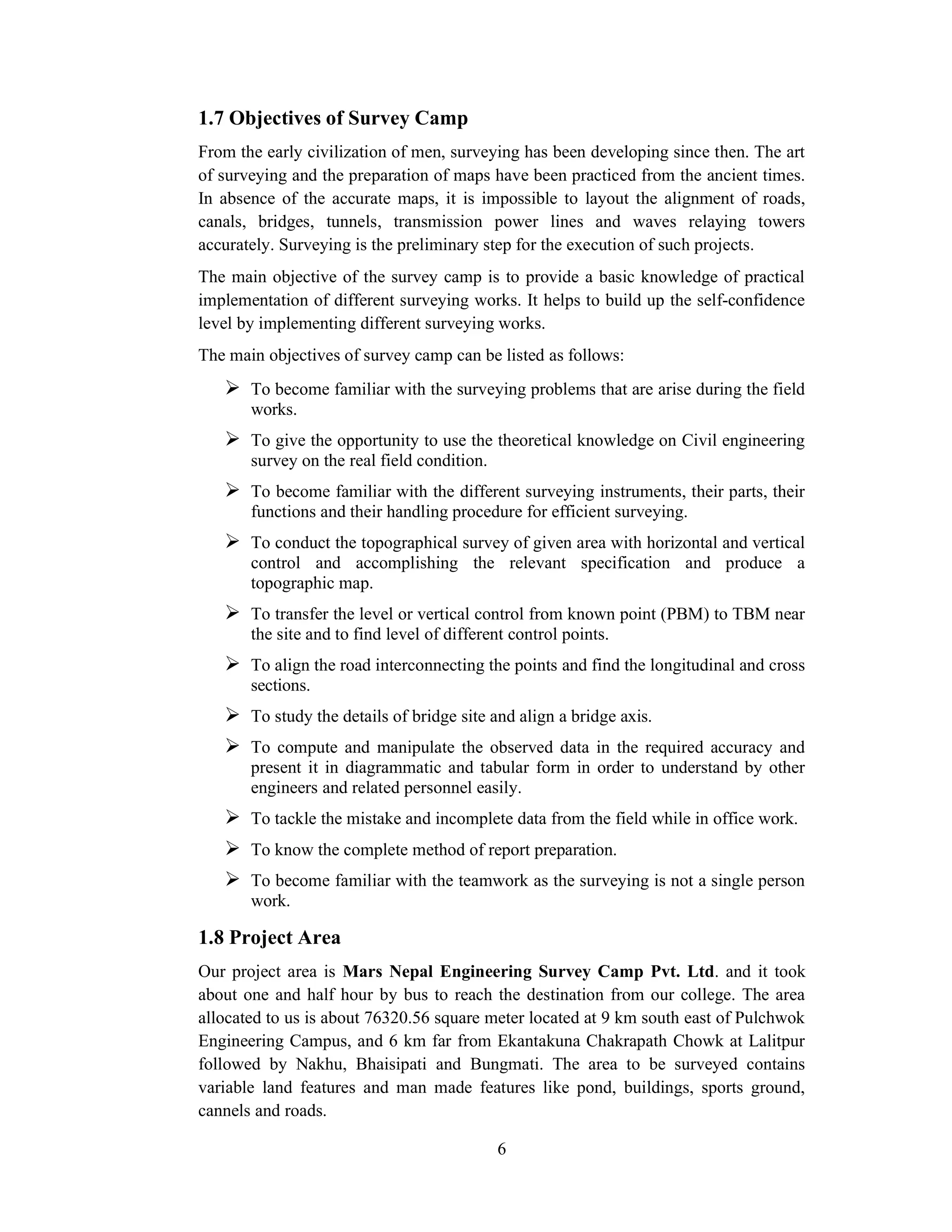 Survey Camp Report (Mars Nepal Engineering Survey Camp) | PDF
