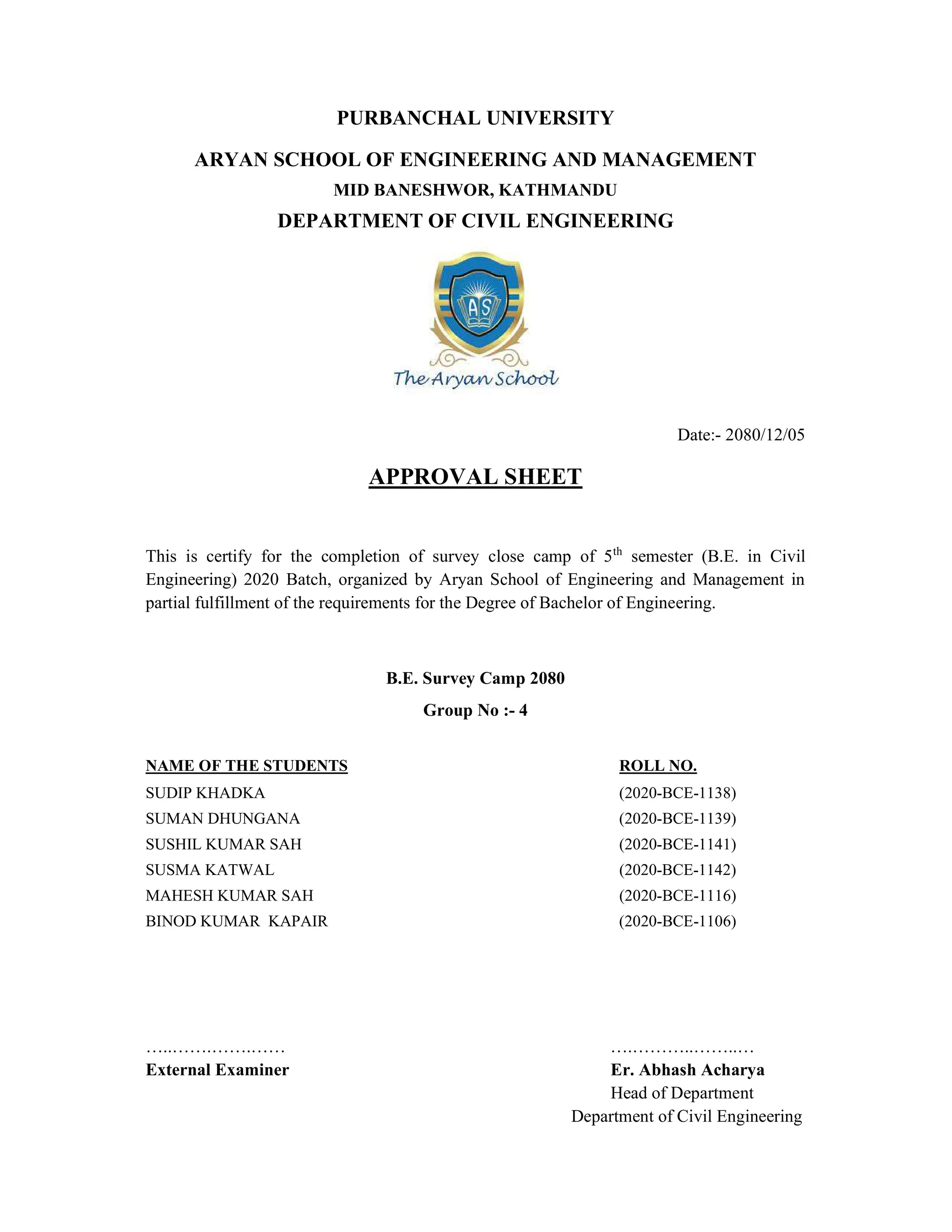 Survey Camp Report (Mars Nepal Engineering Survey Camp) | PDF