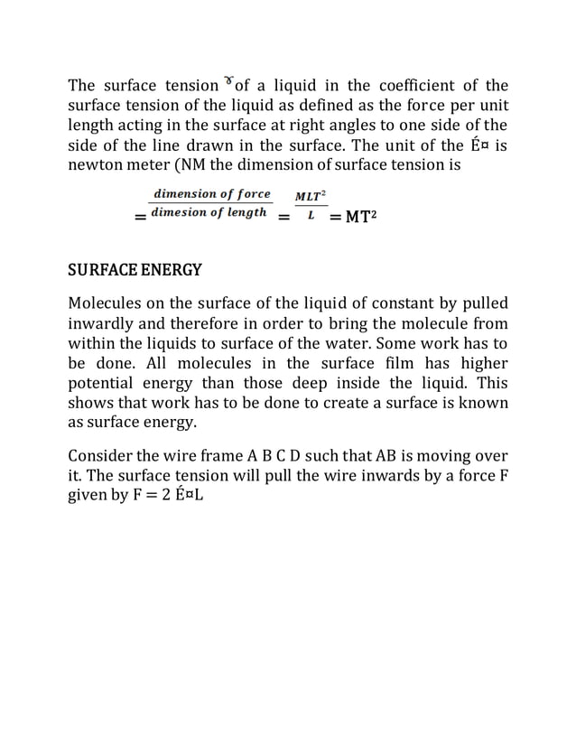 SURFACE TENSION | PDF