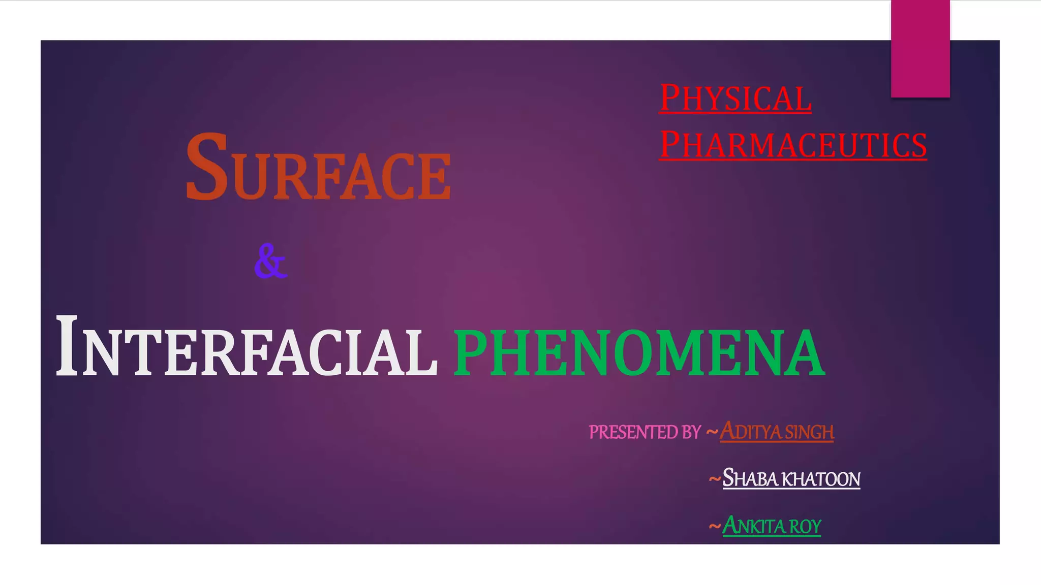 SURFACE AND INTERFACIAL PHENOMENON | PPTX