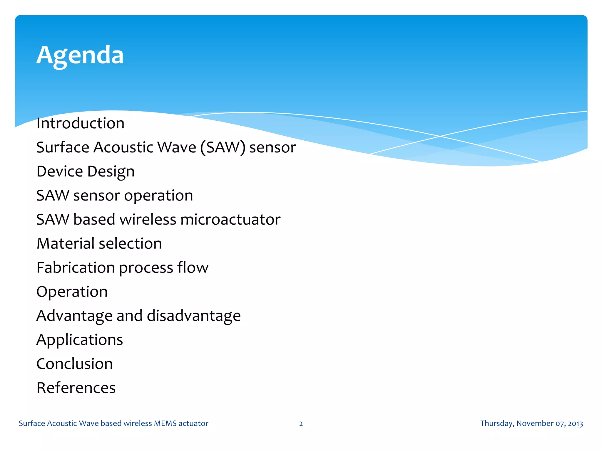 Surface acoustic wave based wireless mems actuators | PPTX | Physics ...