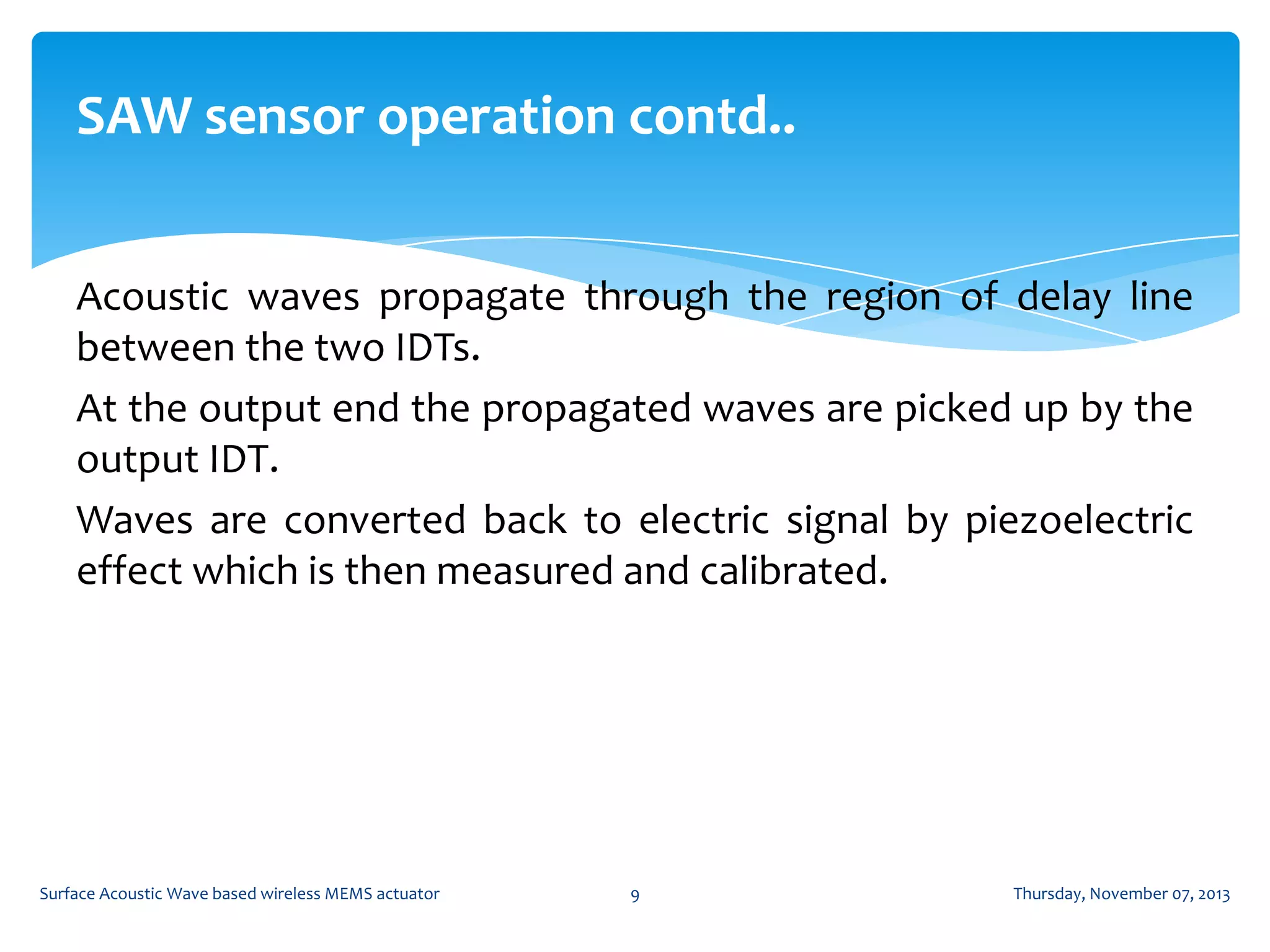 Surface acoustic wave based wireless mems actuators | PPTX