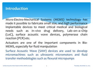 Surface acoustic wave based wireless mems actuators | PPTX | Physics ...