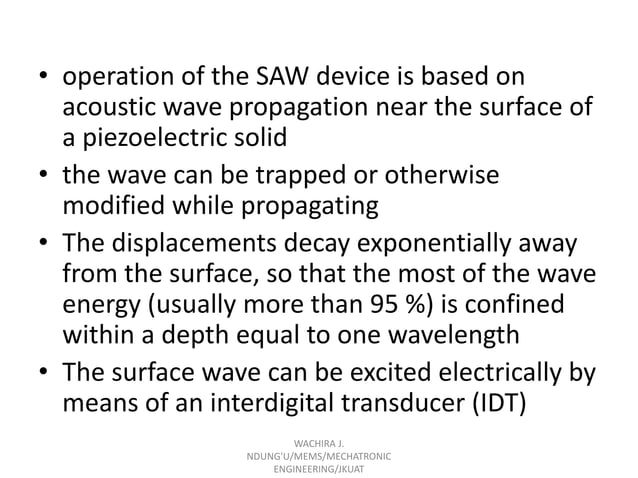 Surface acoustic waves | PPTX | Chemistry | Science