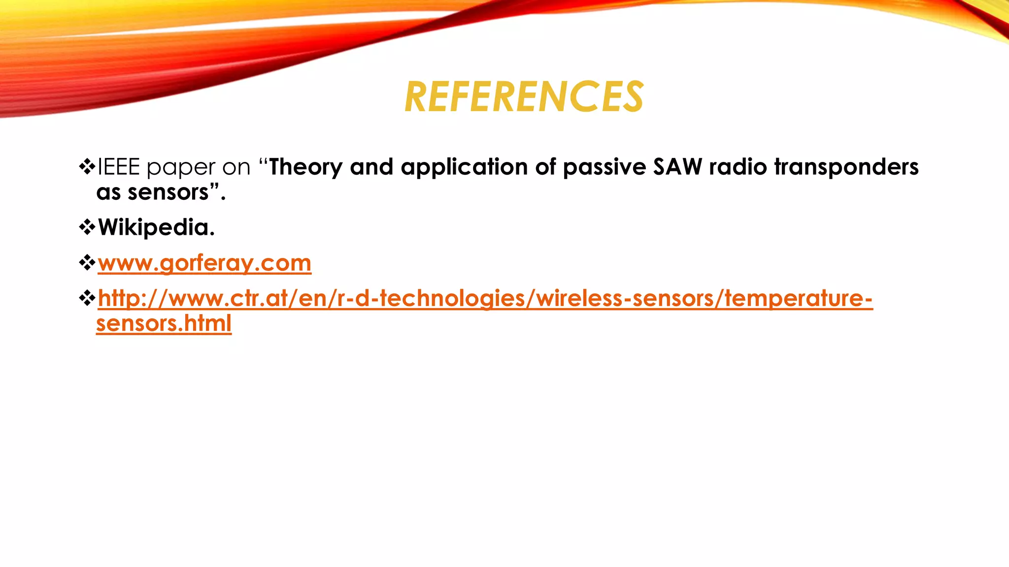 Surface acoustic wave (saw) radio transponders | PPTX