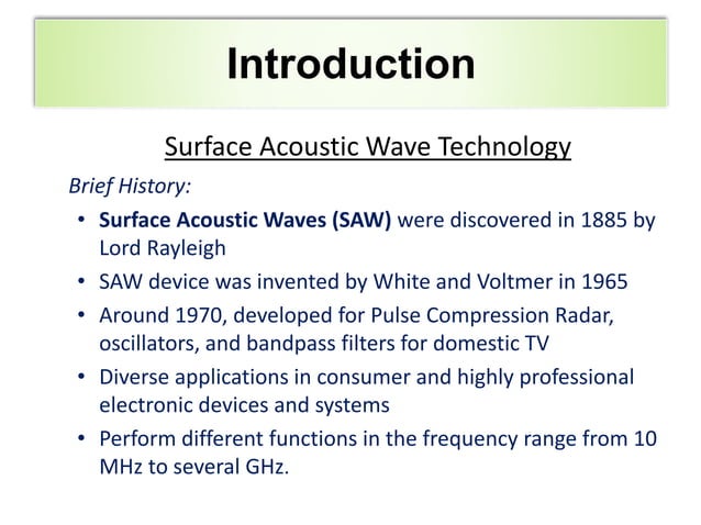 Surface acoustic wave technology | PPTX