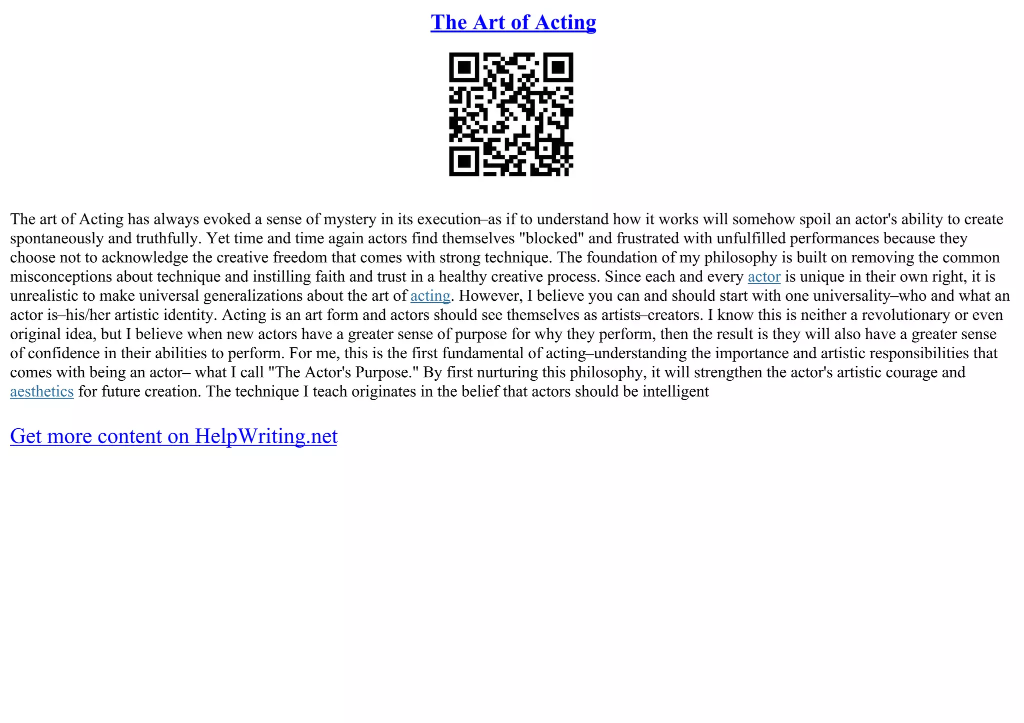 Surface Acting Essay | PPT