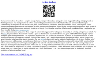 Surface Acting Essay | PPT