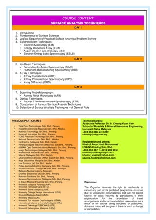 SURFACE ANALYSIS TECHNIQUES | PDF
