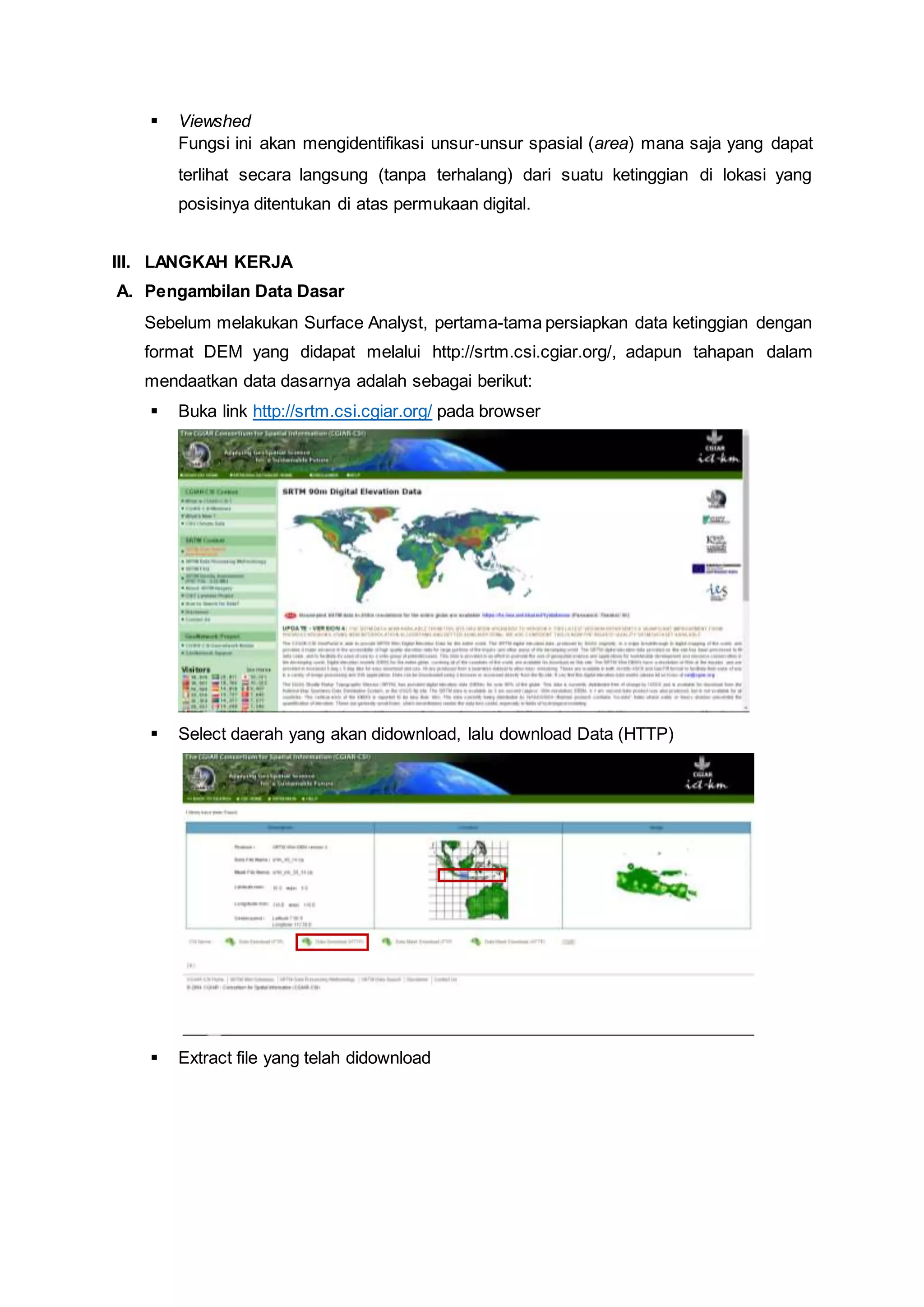 Spatial Analyst dalam Sistem Informasi Geografis: Surface Analyst | DOCX