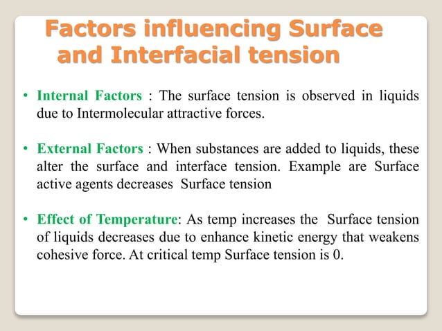 Surface and interfacial phenomena | PPTX | Chemistry | Science