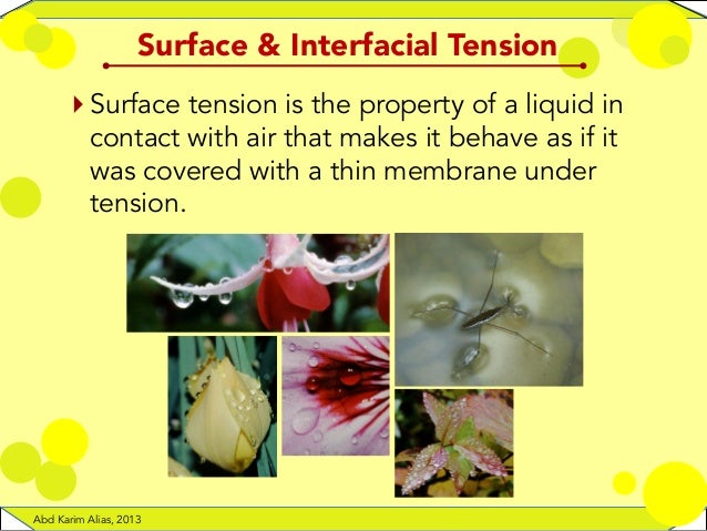 Surface and interfacial tension Surface and interfacial tension