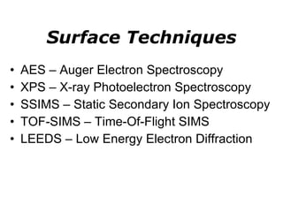Surface and Materials Analysis Techniques | PPT
