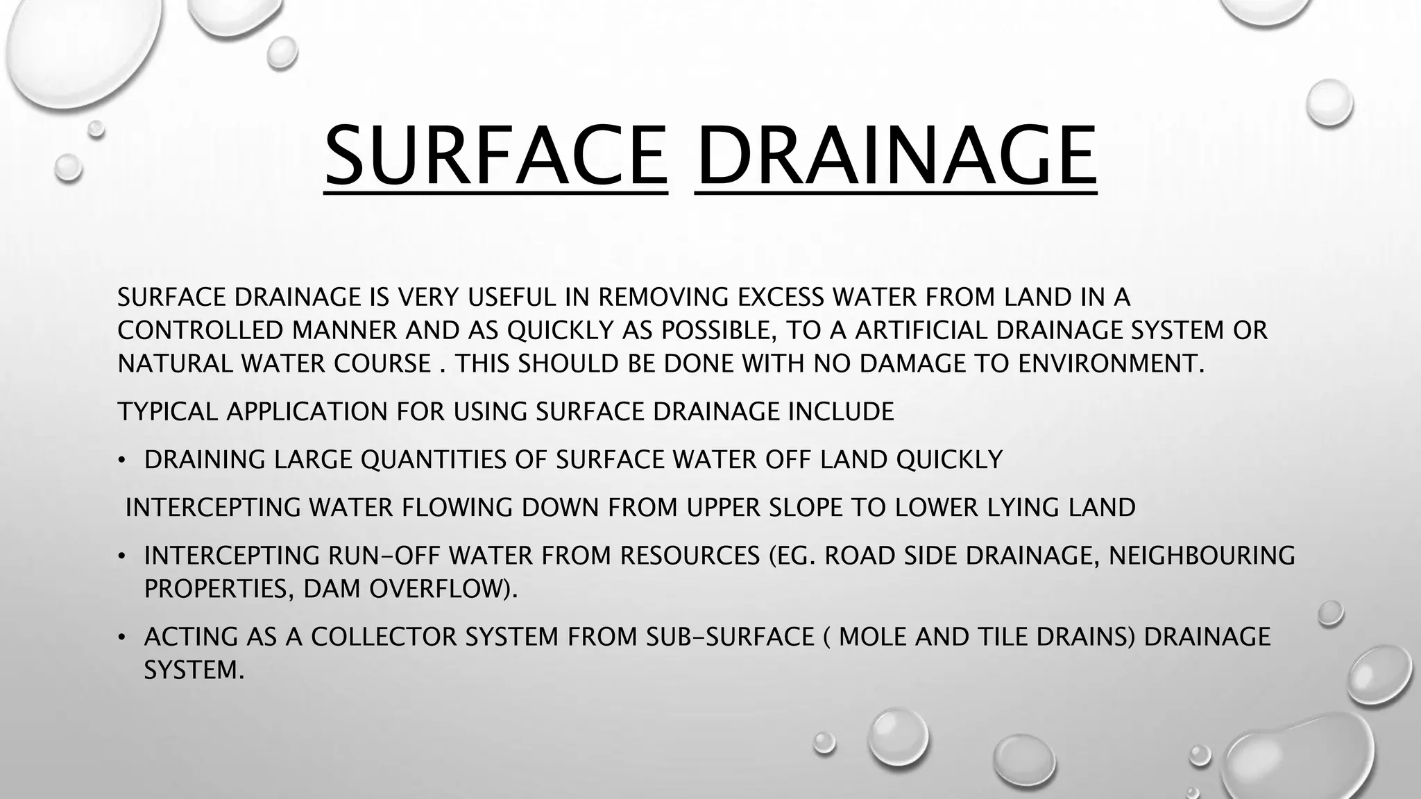 Surface and Subsurface Tile Drainage | PPTX