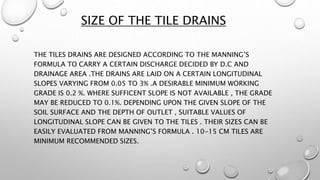 Surface and Subsurface Tile Drainage | PPTX