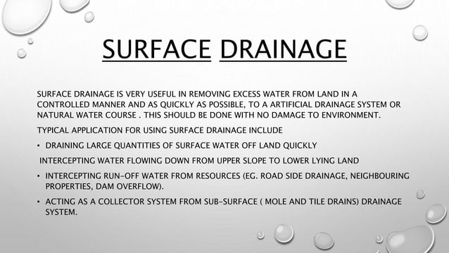 Surface and Subsurface Tile Drainage | PPTX