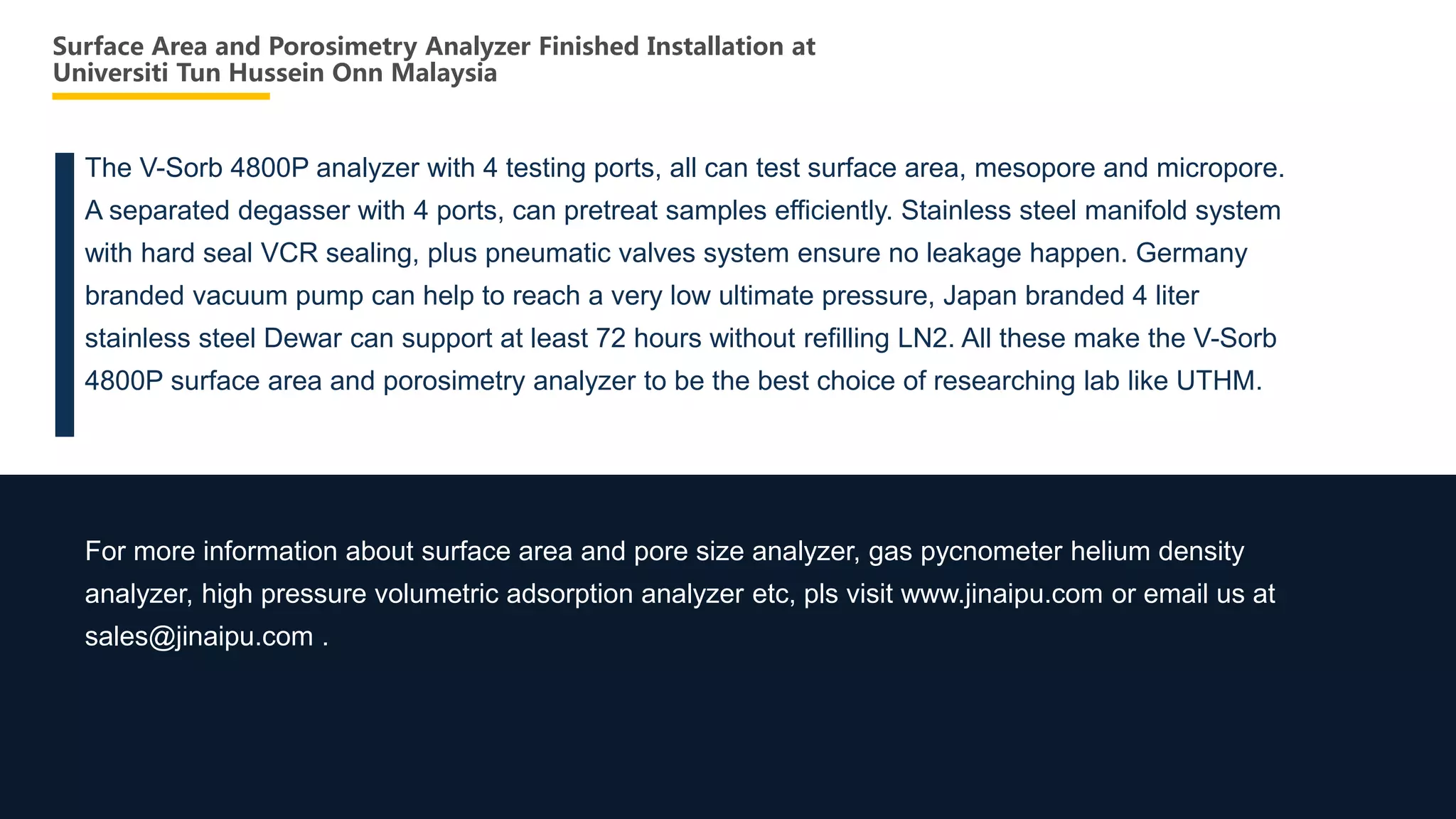 Surface area and porosimetry analyzer finished installation at ...