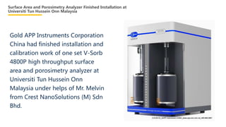 Surface area and porosimetry analyzer finished installation at ...