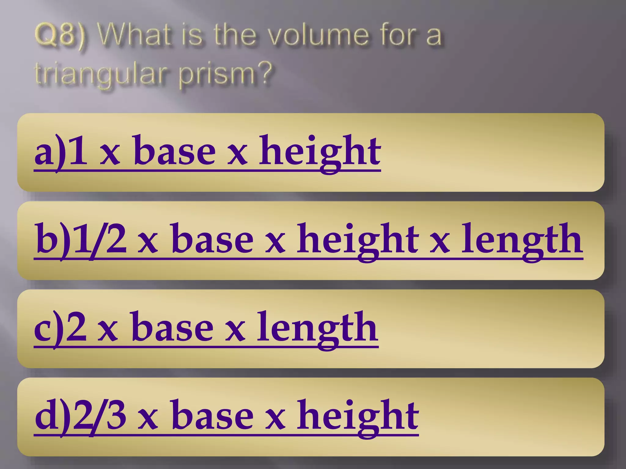 quiz on Surface area and volume | PPT