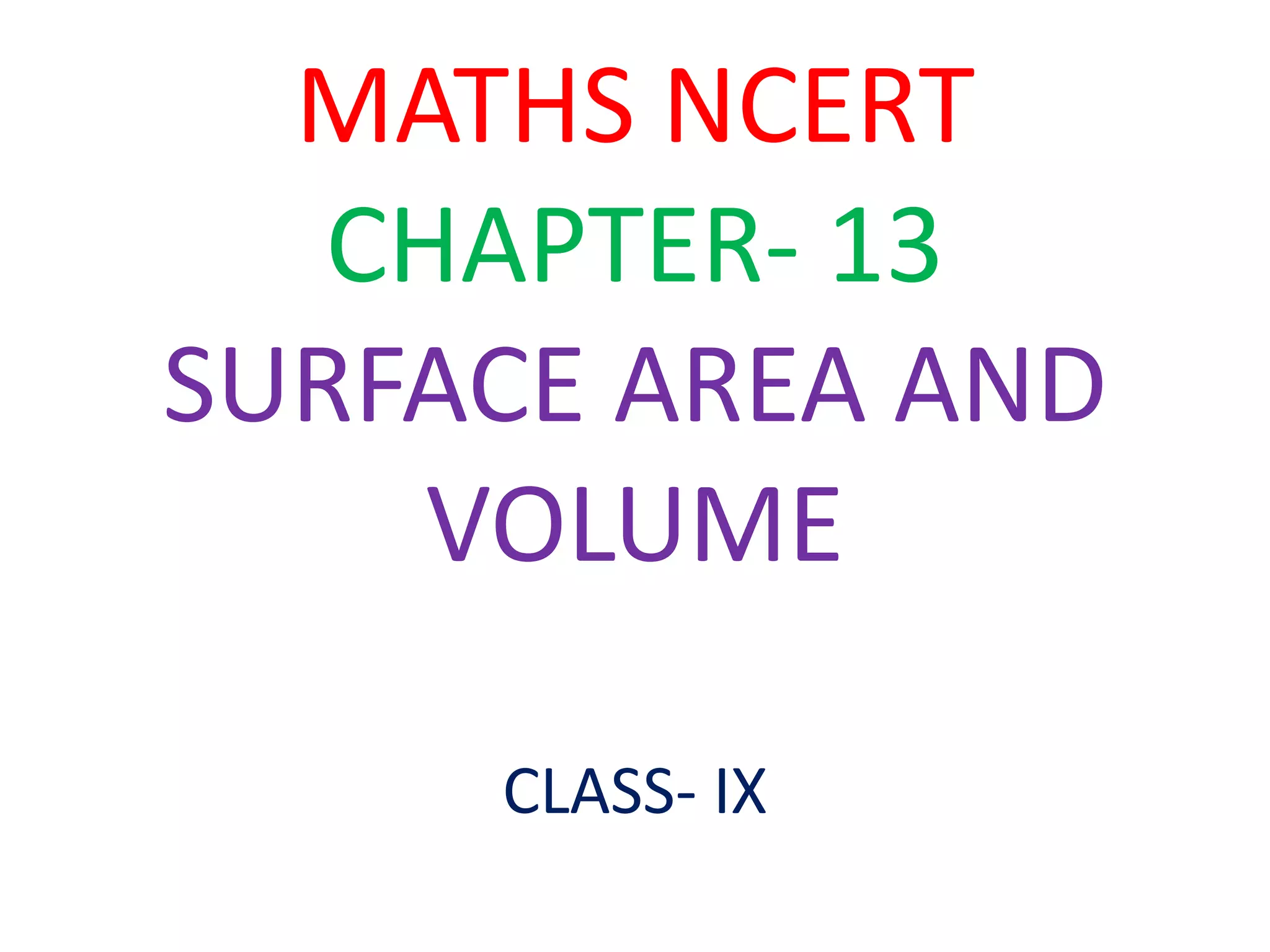 SURFACE AREA AND VOLUME | PPTX | Physics | Science