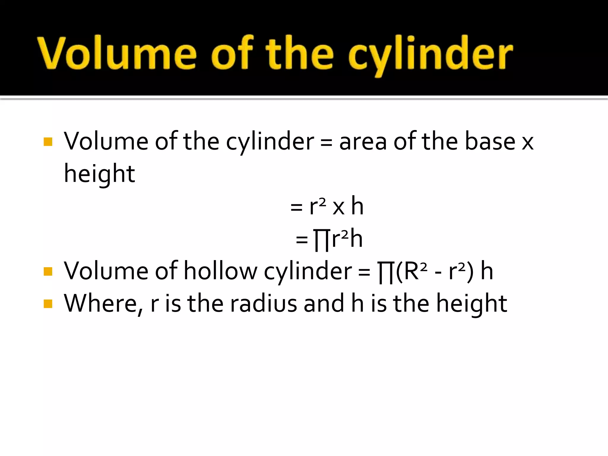 Surface area and volume of a cylinder | PPTX