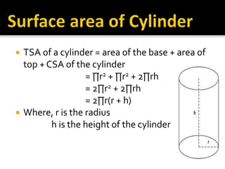Surface area and volume of a cylinder | PPTX