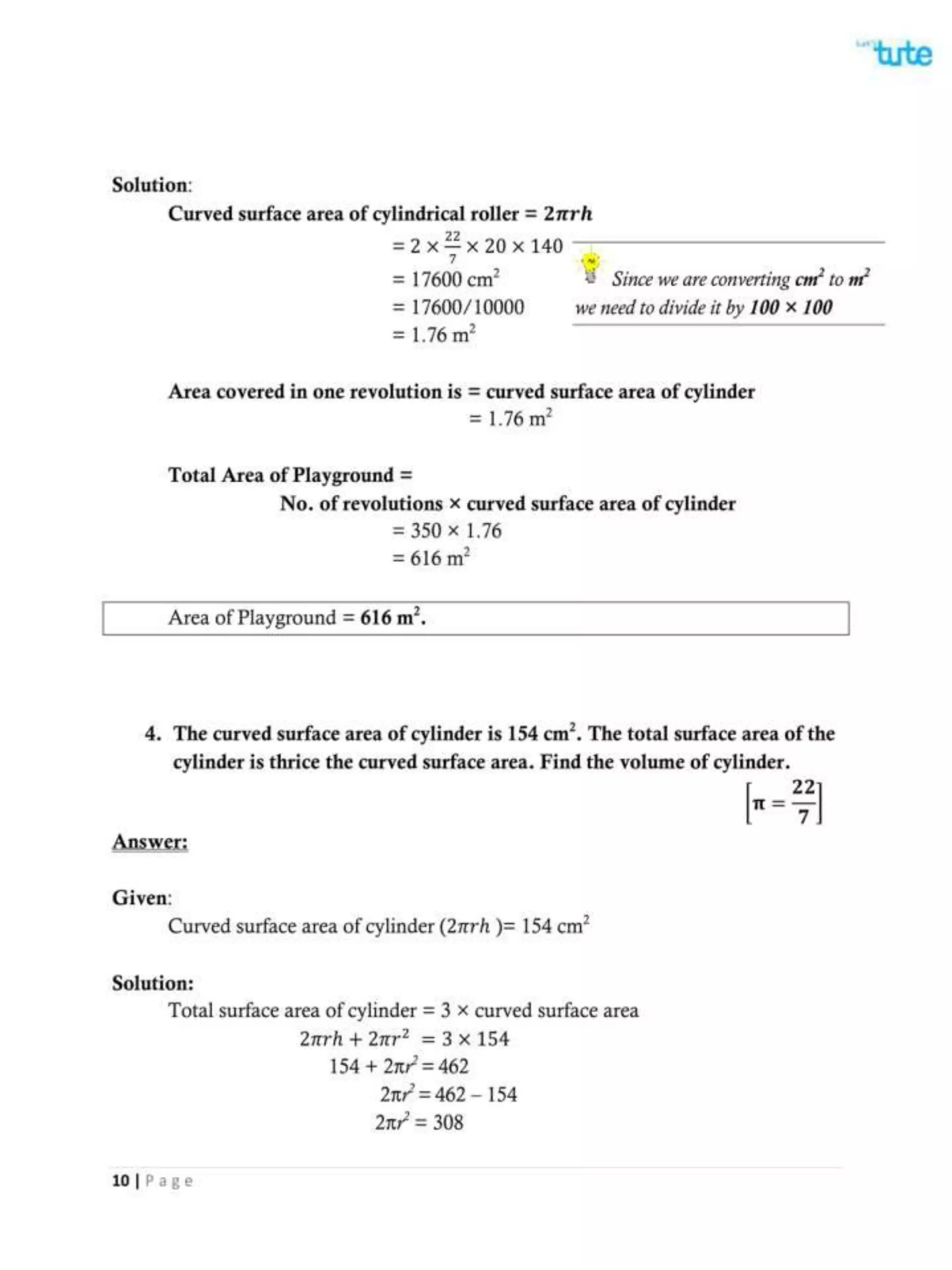Surface Area of Cube, Cuboid and Cylinder - Surface Area And Volumes ...