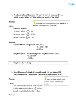 Surface Area of Cube, Cuboid and Cylinder - Surface Area And Volumes ...