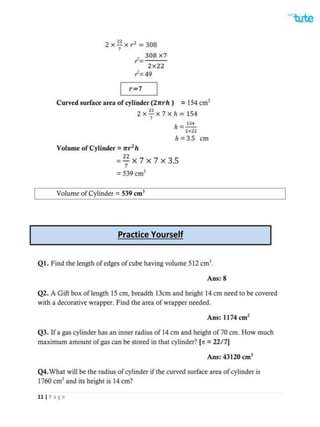 Surface Area of Cube, Cuboid and Cylinder - Surface Area And Volumes ...