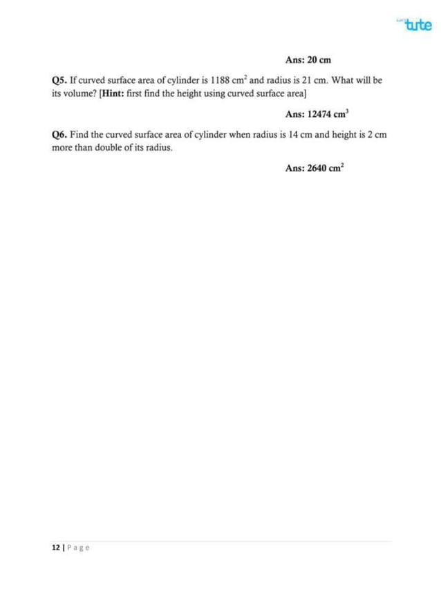 Surface Area of Cube, Cuboid and Cylinder - Surface Area And Volumes ...