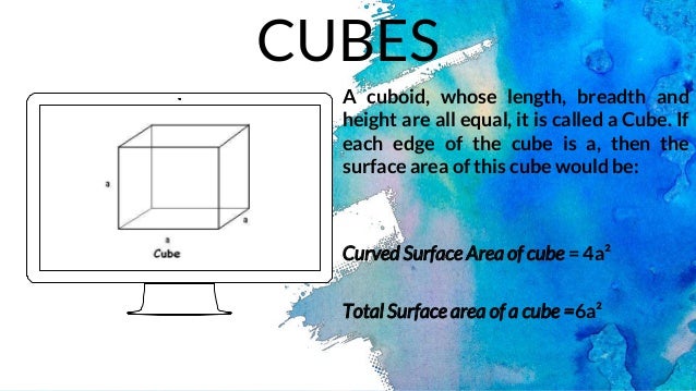 Surface area and volume of cube, cuboid and cylinder