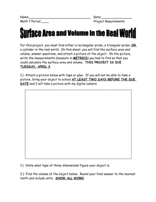 Surface area and volume project | PDF