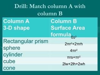 Surface Area Of Cube and rectangular prism MATH 6 Q3 WEEK 10 DAY 1.ppt