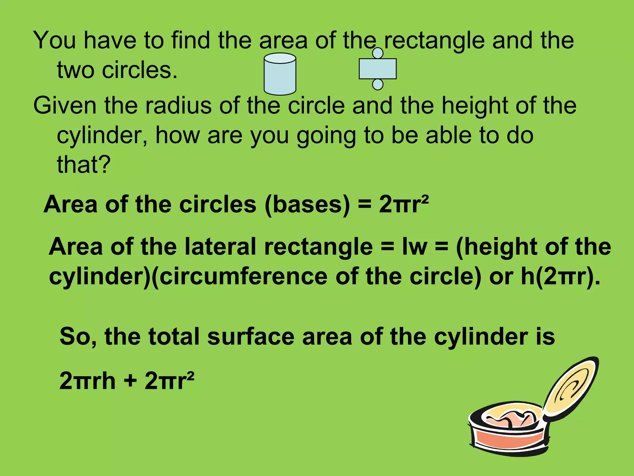 Surface area of Cylinders and HW | PPTX