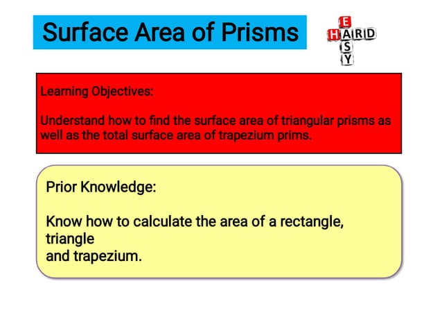 How to find surface area of a prism gcse level | PPT