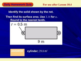 Surface area review and quiz 1 | PPT