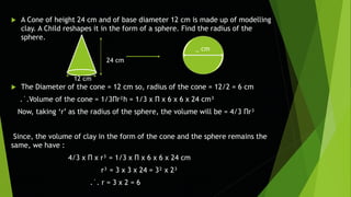 Surface Areas and Volumes | PPTX
