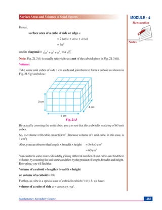 SURFACE AREAS AND VOLUMES OF SOLID FIGURES - MENSURATION | PDF