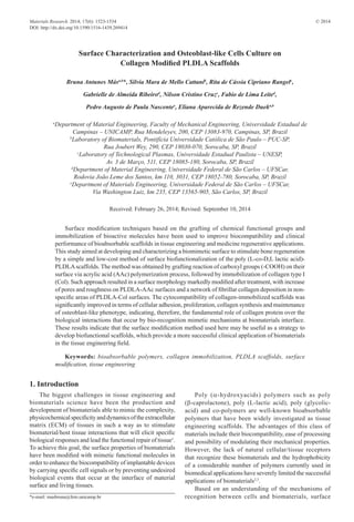 Surface characterization and osteoblast like cells culture on collagen ...